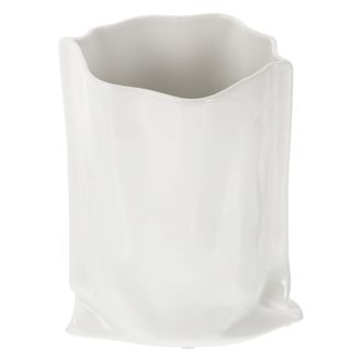 BESPORTBLE Keramikvase Milchweiß Kreative Taschenförmige Tischvase Wetterfeste Dekorative Blumenvase mit Flachem Boden für Innen und Außenbereich