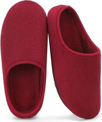 Mishansha Chaussons Femme Polaire Corail Anti-dérapant Hiver Confort Chauds Accueil Pantoufles Rouge Foncé GR.40