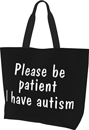 AOOEDM Sil vous pla&icirc;t soyez patient, jai un sac &agrave; provisions r&eacute;utilisable en toile pour dames autisme