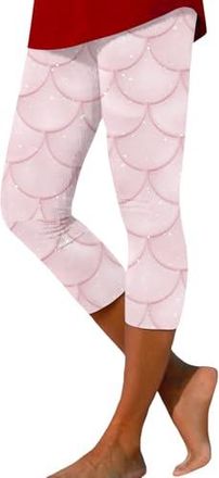 Generic Legging de yoga Capri pour femme - Taille haute - Contr&ocirc;le du ventre - Pantalon de yoga extensible, rose, 3XL