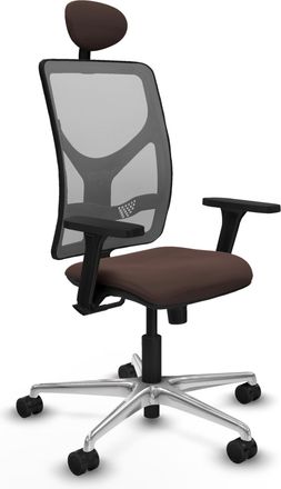 Piqueras y Crespo B&uuml;rostuhl mit 3D-Armlehnen, h&ouml;henverstellbarer Lendenwirbelst&uuml;tze und festem Kopfteil, ausgestattet mit 3 Positionen und Schneideschaum, Grau/Dunkelbr