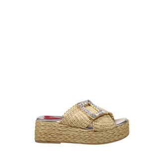 Roger Vivier Strass Raffia Mules - - Shoes - Damen - Beige - 41 EU