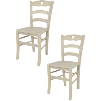 Tommychairs Tommychairs - Set 2 chaises cuore pour cuisine, bar et salle &agrave; manger, robuste structure en bois de h&ecirc;tre peindr&eacute; en couleur aniline rouge et assise