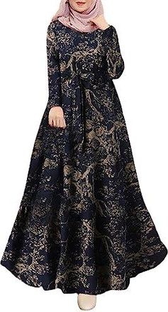 Generic 2026 Robe amincissante &agrave; manches longues pour femme Musulmane V&ecirc;tements de pri&egrave;re Abaya, bleu marine, XXL
