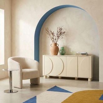 Sweeek Buffet d&eacute;cor bois beige 4 portes 155cm Pondi