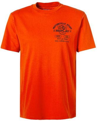 Replay Herren T-Shirt orange Baumwolle