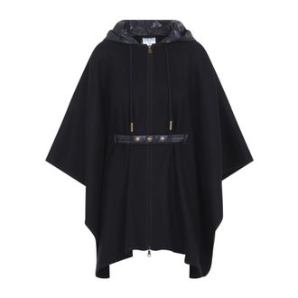 Moncler Femme, Vestes, Bleu, Taille: ONE Size Cape en laine