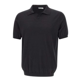 KANGRA Polo en soie et coton - Homme - Tops - Noir - Taille: 2XL