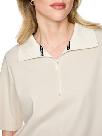 Marc Cain Poloshirt Golden Hour Premium Damenmode mit Troyerkragen, oversize