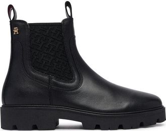 Tommy Hilfiger Klassische Stiefeletten Th Monogram Leather Chelsea Boot FW0FW09562 Schwarz