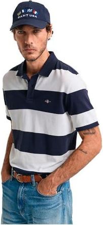 GANT Block Stripe Polo, Bleu, S Hommes