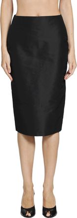 Gucci Fine Silk Faille Midi Skirt