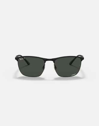 Ray-Ban Rb3686 - Polarized+- Eckige, polarisierte Sonnenbrille in Schwarz mit grauen Gl&auml;sern