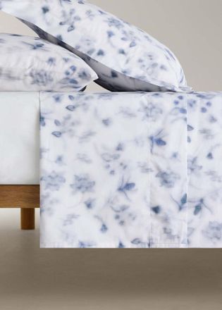 Mango Drap plat percale de coton estomp&eacute; Lit 180/200 cm bleu - Home - Lit 180/200 cm - MANGO HOME
