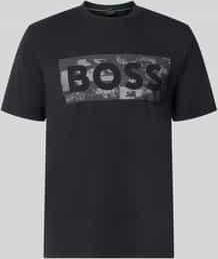 HUGO BOSS Regular Fit T-Shirt aus Baumwoll-Mix Modell TS_GLOBE LOGOPATTERN