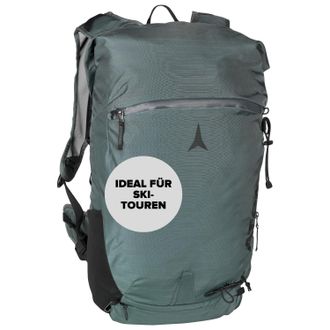 Atomic Backland 22+ Green/Grey - Leichter Skitouren-Rucksack mit Rolltop-Verschluss - alpiner Wanderrucksack mit mehr als 22L Stauraum - robuster & vielseiti