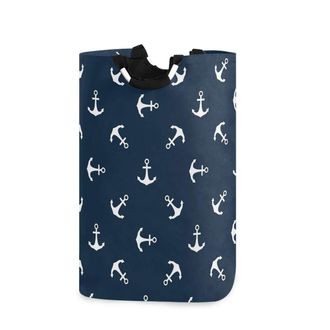 Mnsruu W&auml;schekorb, nautischer Ozean, mit Anker, gro&szlig;, mit Griffen f&uuml;r Geschenkk&ouml;rbe, Schlafzimmer, Kleidung