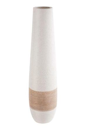 Gilde Gilde Deko gro&szlig;e Vase XL Bodenvase aus Keramik - Deko Wohnzimmer - Farbe: Braun Creme H&ouml;he 46 cm