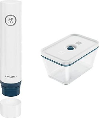 Zwilling Pompe de Mise sous Vide Fresh & Save, Couleur Blanc-La Mer & Boîte Sous-Vide, La Mer, L