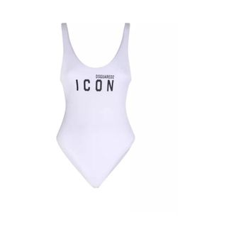 Dsquared2 Wei&szlig;er Logo-Einteiler-Badeanzug - - Swimwear - Damen - Wei&szlig; - M