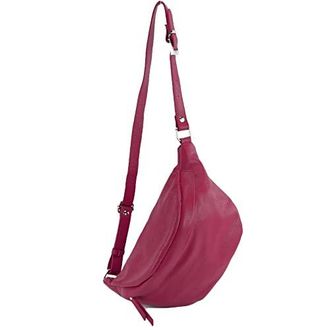 modamoda.de T77 Grand sac banane, poche de poitrine, italien, en cuir, souple, baie, Large
