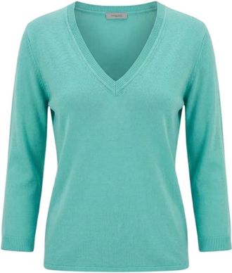 Malo Pull &agrave; col en V - Femme - Pulls - Vert - Taille: 34 FR