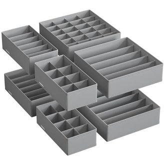 Songmics 8 Séparateurs de Tiroirs, Organiseur de Sous-vêtements Pliables, pour Soutiens-gorge, Culottes, Chaussettes et Cravates, Boîtes Rangement en Tissu pou