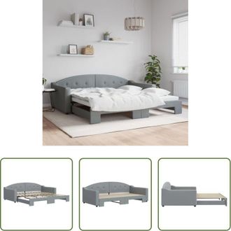 vidaXL Schlafsofa - Tagesbett Ausziehbar Hellgrau 100x200 cm Stoff