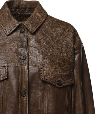 Golden Goose Tooled Leather Jacket - Brown