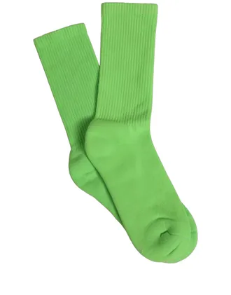 Dolce & Gabbana Green Cotton Ribbed Mid Calf Women Accessory Socks Clothing