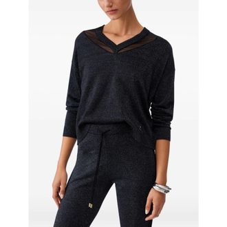 Liu Jo Femme, Pulls, Noir, Taille: 40 FR Pull &agrave; col en V