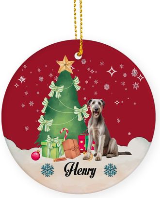 Generic Keramik Weihnachts Ornamente Avec Ficelle Irischer Wolfshund Weihnachts-H&auml;ngende Christbaum H&auml;ngeornamente 7.3Cm