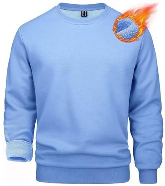 Magcomsen Sweat-Shirt Doublé en Polaire pour Hommes Sweat Décontracté Stylisé et Doux avec Protection Contre labrasion, Bleu Clair, 3XL