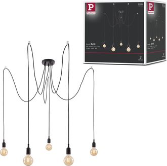 Paulmann 50389 Neordic Pendelleuchte Ketil 5-flammig Spinne max. 5x60 Watt H&auml;ngelampe ohne Leuchtmittel Schwarz Deckenlampe Silikon, Metall E27