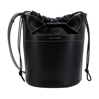 Alexander McQueen Schwarze Bucket Bag Rucksack mit Lederzugband - - Bags - Damen - Schwarzk - ONE SIZE