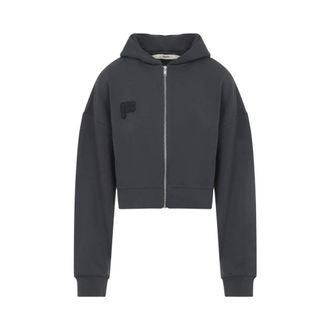 PANGAIA Cropped Zip Up Hoodie - - Sweatshirts & Hoodies - Damen - Schwarzk - XS