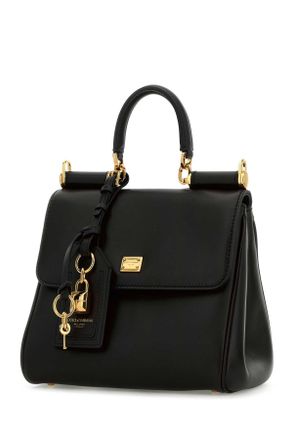 Dolce & Gabbana Womens Black Leather My Sicily Handbag Nero Pvc Vitello Borse A Mano