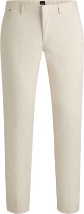BOSS Herren Kaito1 Slim-Fit Chino aus elastischer Baumwoll-Gabardine Weiß 48