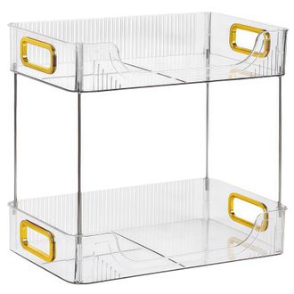 Generic Abnehmbares Badezimmer-Regal, transparenter doppellagiger Organizer mit goldenen Akzenten, Arbeitsplattenaufbewahrung f&uuml;r Toilettenartikel, Hautpflege