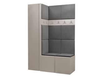 Mirjan24 Garderoben-Set Monati IX, Kleiderschrank, Schuhschrank mit 6 F&auml;cher, 2X Kleiderhakenbrett, Gepolstertes Paneel/Wandpaneel, 8 Doppelhaken, Flurgarderob