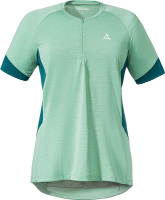 Schöffel Damen Shirt Auvergne L, geruchshemmendes Radtrikot, schnell trocknendes Funktionsshirt mit Taschen, matcha mint, 40