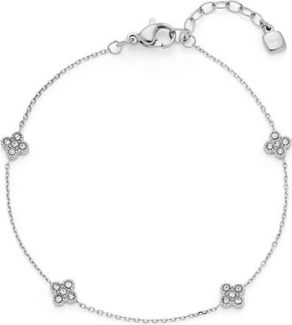 Leonardo Armband Ciao Lisette - Arm-Schmuck aus silberfarbenem Edelstahl - vier feine blütenförmigen Zirkonia-Elementen - 18-20,5 cm Länge - Schmuck Geschenk f