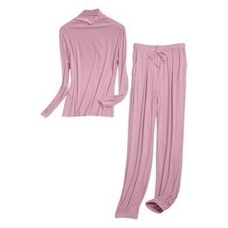 Generic Ensemble de pyjama pour femme - V&ecirc;tements de nuit d&eacute;contract&eacute;s &agrave; col en V avec poches - V&ecirc;tements de nuit confortables et chauds - Haut &agrave; taille &eacute;last