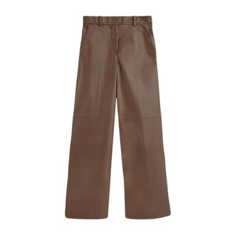 Joseph Weitgeschnittene Lederhose - - Trousers - Damen - Braun - XL