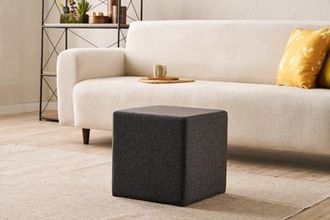 Atelier Del Sofa Stylish Fume Pouffe, 40 x 40 x 40 cm | Wooden Frame, 50% Cotton/50% Polyester, 32 DNS Foam | Easy Clean Fabric, Perfect for Modern Living Spaces