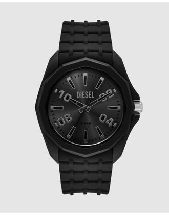 Diesel Stinger montre noire en silicone &agrave; trois aiguilles