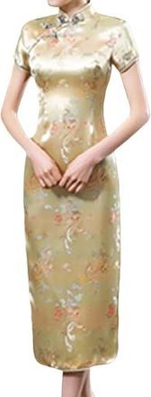 Generico Mini robe chinoise sexy oversize manches courtes coupe moulante style r&eacute;tro avec col mandarin ajust&eacute; au corps Qipao dragon et ph&eacute;nix Qipao robe courte