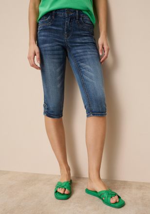 Arizona Caprijeans ARIZONA, Damen, Gr. 34, N-Gr, mid blau used, Denim/Jeans, Obermaterial: 76% Baumwolle, 16% Polyester, 7% Viskose, 1% Elasthan, unifarben, s