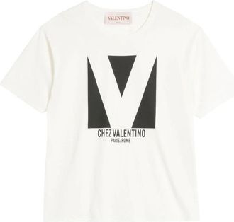 Valentino Garavani Homme, Tops, Blanc, Taille: S V Logo T-Shirt