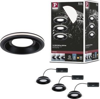 Paulmann 92252 LED Einbauleuchte Sormus IP65 rund 100mm 3x4,8/1,5W 560lm / 180lm 230V 3000K Schwarz